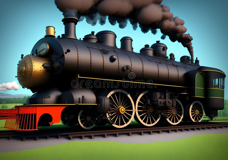 Steam Engine, Generative AI Illustration Stock Image - Image of ...