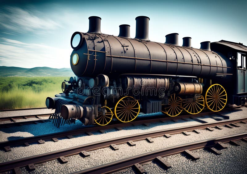 Steam Engine, Generative AI Illustration Stock Illustration ...