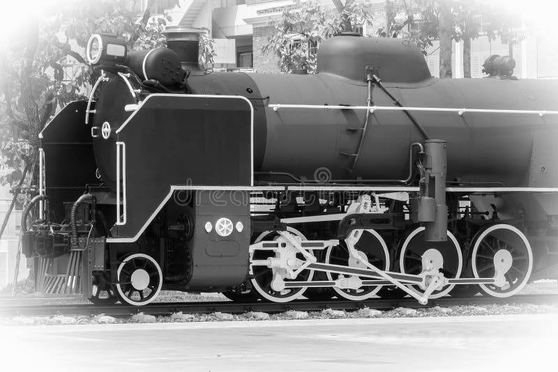 Steam Engine Locomotive, B&W Stock Photo - Image of historical ...