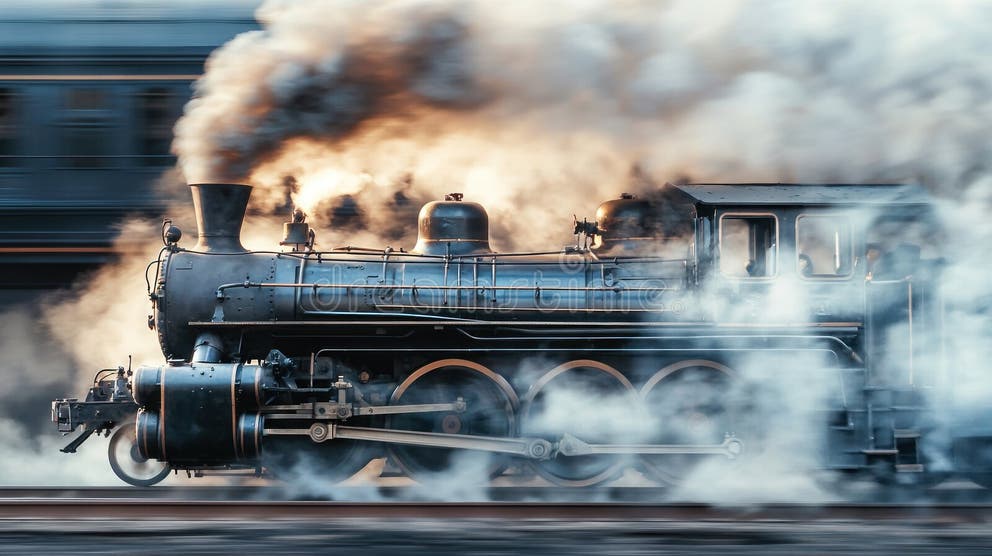 A Steam Engine in Motion with Visible Stock Illustration - Illustration ...