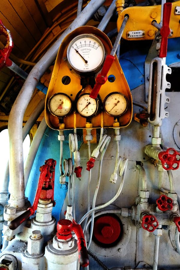 Steam Engine with Pipes and Gauges Stock Photo - Image of metal ...