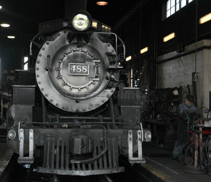 Steam engine in the shop stock photo. Image of gauge, depot - 1574362