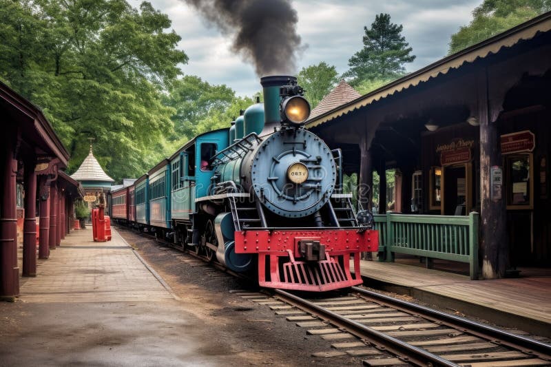 Steam Engine Train at Historic Station Platform Stock Illustration ...
