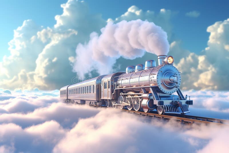 A Steam Engine Train Traveling through the Clouds. Generative AI Image ...