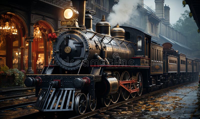 Steam Engine Train Traveling Down Train Tracks Stock Image - Image of ...