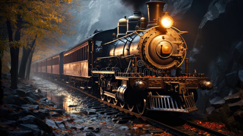 A Steam Engine Train Traveling Down Train Tracks. Stock Photo - Image ...
