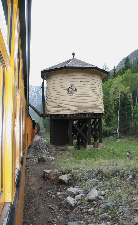 Steam Engine Train Water Tower beside Train Stock Image - Image of door ...