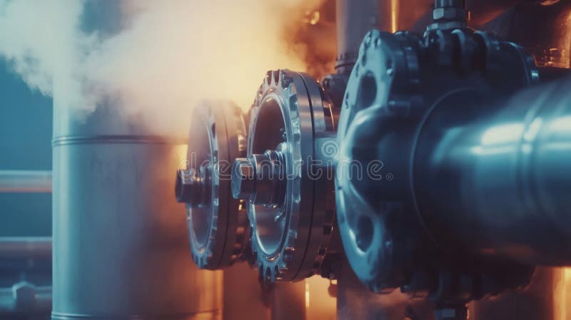 Industrial Valves Releasing Steam in a Processing Plant Stock Image ...