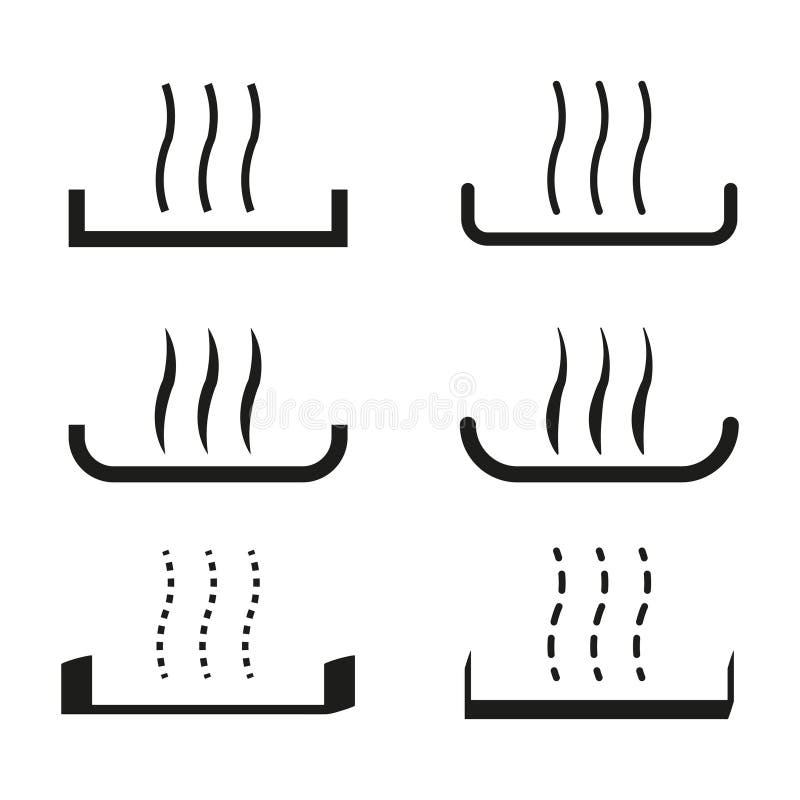 Steam Icon Set. Heat Emission Symbols. Vapor Graphic Elements. Vector ...