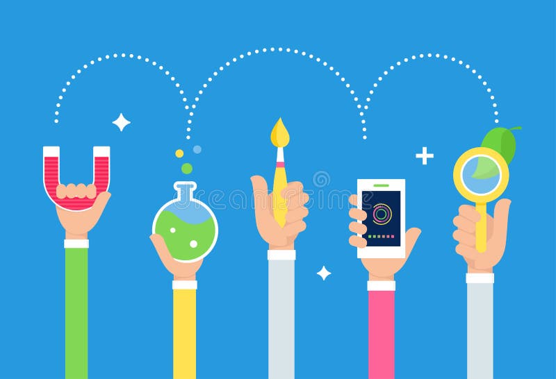 Steam Integrated Education Approach. Arts and Science. Students Holding ...