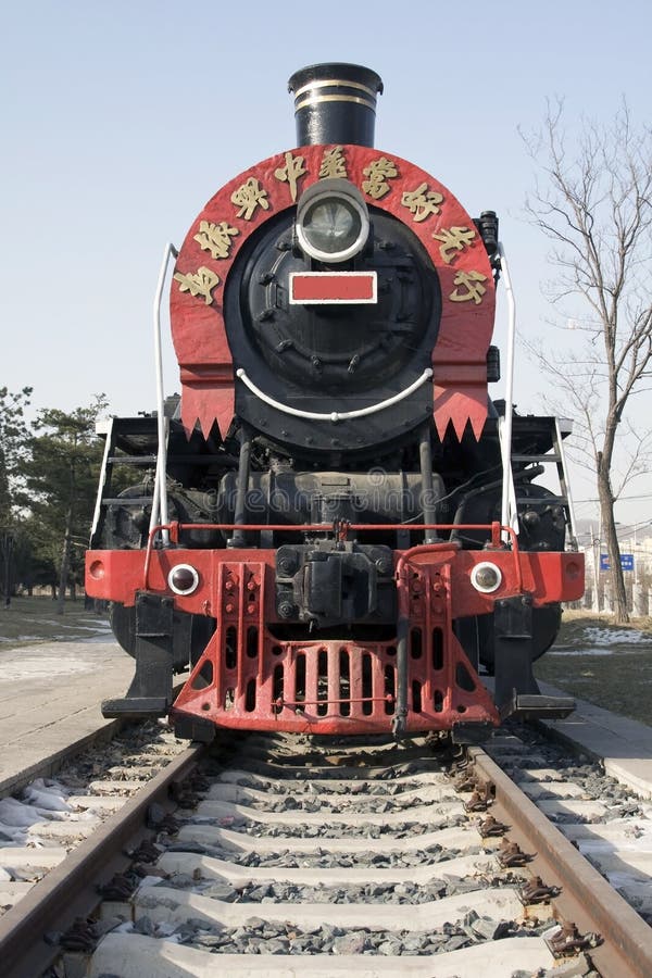 Steam Locomotive Front View of Old Fashioned in Ed Stock Photo - Image ...