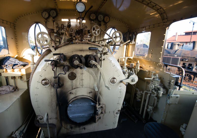 Red Engine Room of Steam Locomotive Stock Image - Image of industrial ...