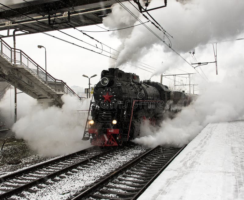 Steam Locomotive is Going To Move Stock Image - Image of freeze ...