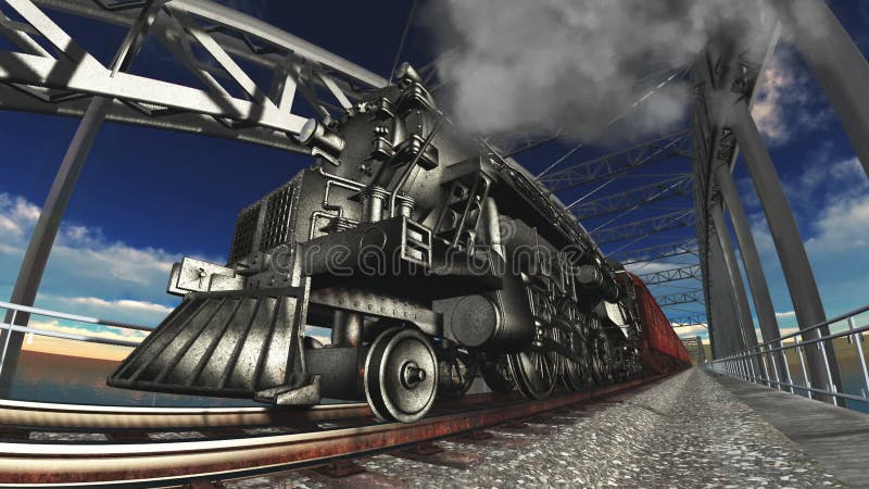 An Old Steam Locomotive Train with Wagons Drives Stock Footage - Video ...