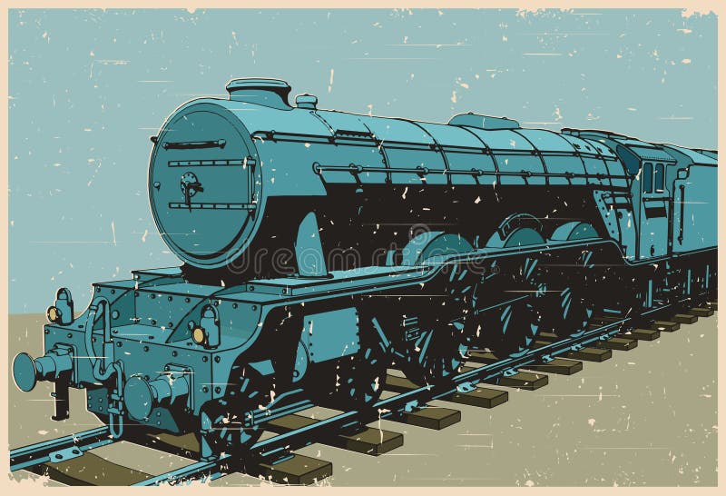 Steam Locomotive Retro Poster Stock Vector - Illustration of ...