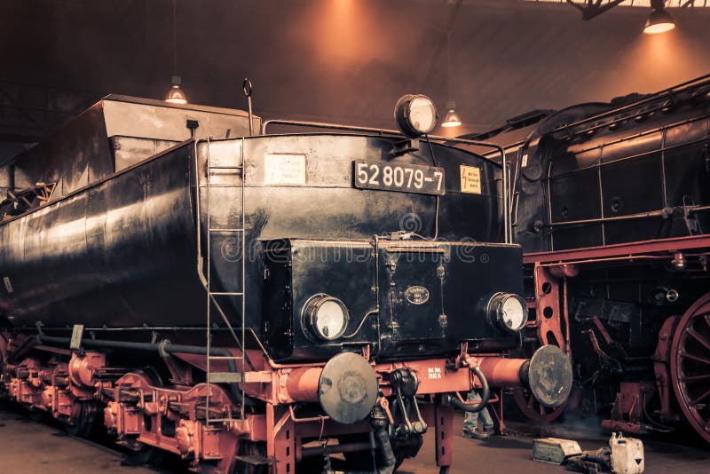 Steam Locomotive in Round House Editorial Photography - Image of detail ...