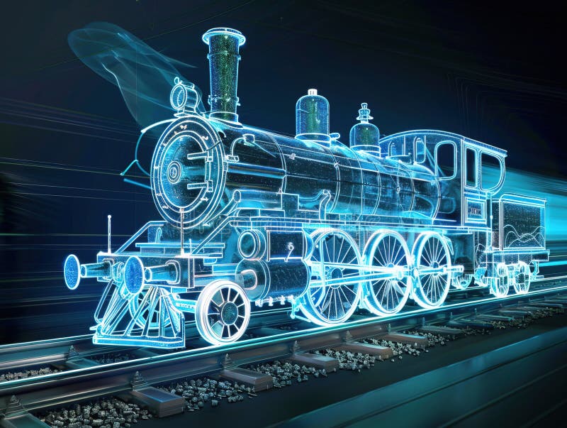 Steam Locomotive 1800s Visualization with Augmented Reality Transparent ...