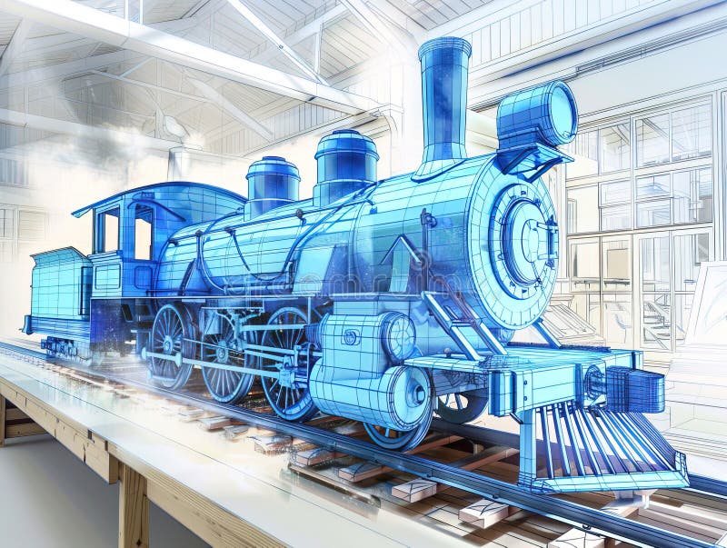 Steam Locomotive 1800s Visualization with Augmented Reality Transparent ...