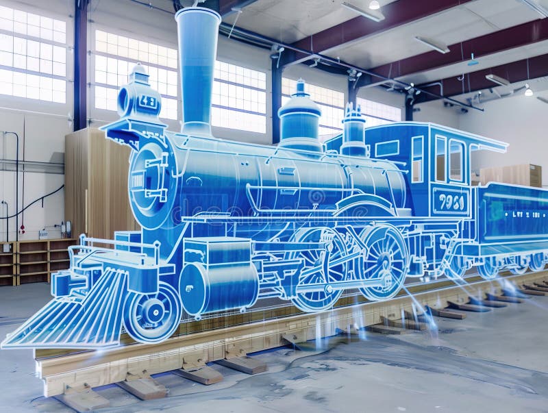 Steam Locomotive 1800s Visualization with Augmented Reality Transparent ...