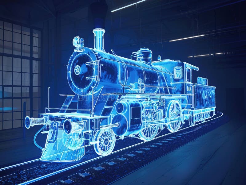 Steam Locomotive 1800s Visualization with Augmented Reality Transparent ...