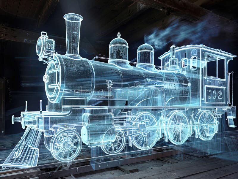 Steam Locomotive 1800s Visualization with Augmented Reality Transparent ...