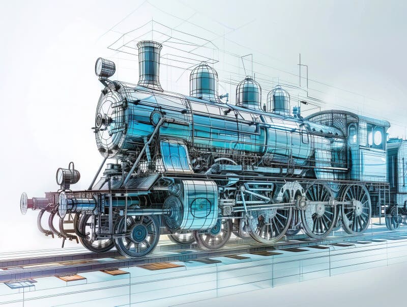 Steam Locomotive 1800s Visualization with Augmented Reality Transparent ...