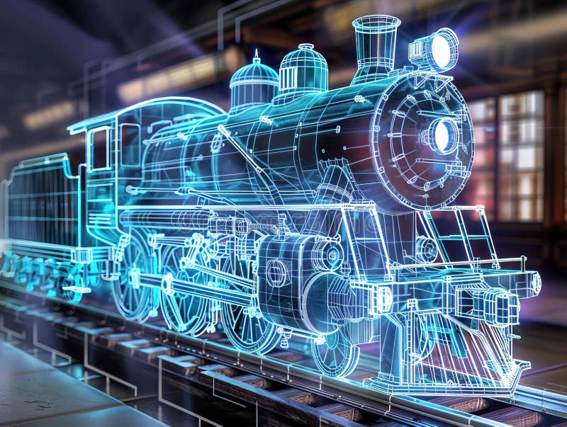 Steam Locomotive 1800s Visualization with Augmented Reality Transparent ...