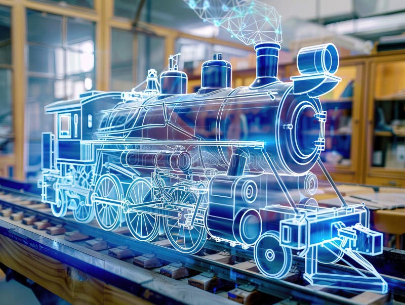 Steam Locomotive 1800s Visualization with Augmented Reality Transparent ...