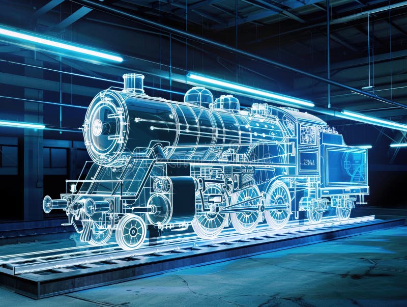 Steam Locomotive 1800s Visualization with Augmented Reality Transparent ...