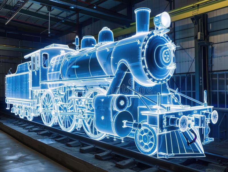 Steam Locomotive 1800s Visualization with Augmented Reality Transparent ...