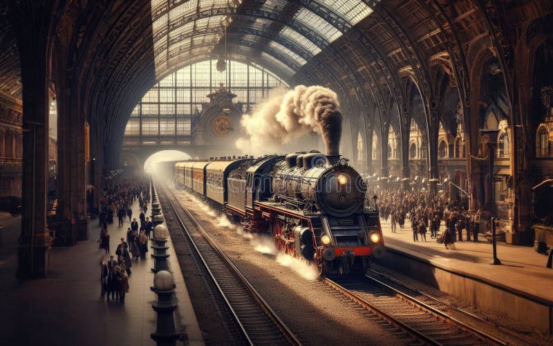 Steam Locomotive Stands on the Platform of the Station Stock Image ...