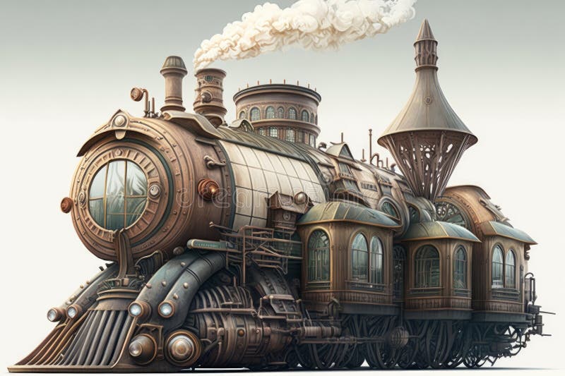 Steam Locomotive in the Steampunk Style. Generative AI Stock ... Steam Locomotive in the Steampunk Style. Generative AI Stock ...