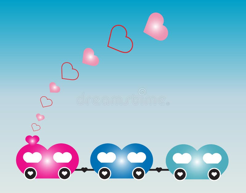 Steam Locomotive and Train by Heart or Love Train Idea Stock ...