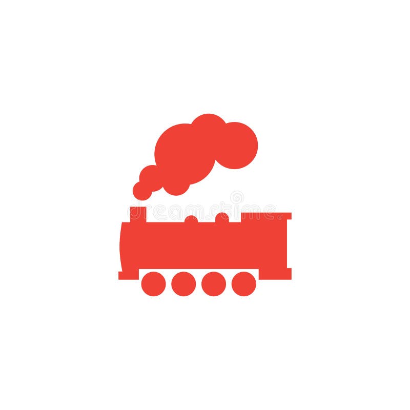 Steam Locomotive Train Red Icon on White Background. Red Flat Style ...