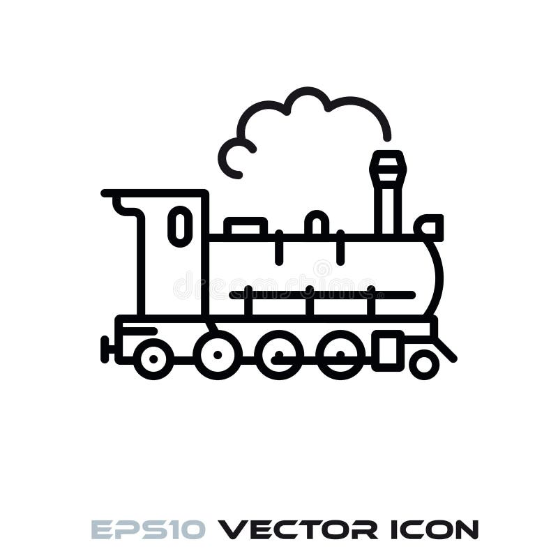 Steam Locomotive Vector Line Icon Stock Vector - Illustration of ...