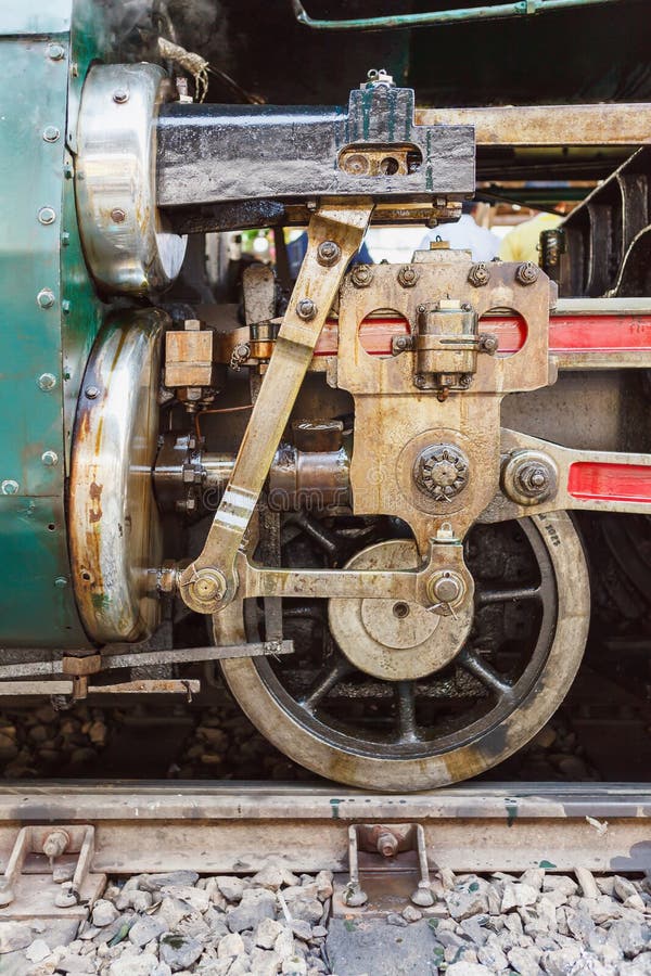 Steam Locomotive Wheels and Rods Closeup Stock Photo - Image of huge ...
