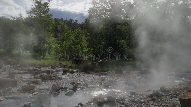 Steam Over Stones in a Thermal Hydrogen Sulfide Source Stock Footage ...
