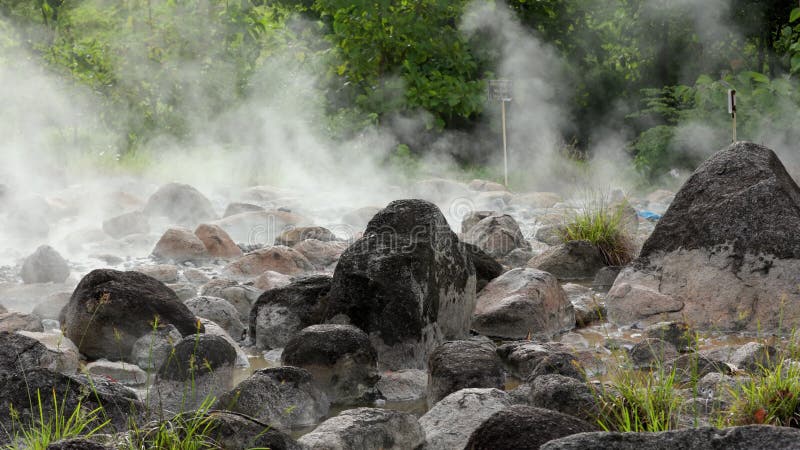 Steam Over Stones in a Thermal Hydrogen Sulfide Source Stock Footage ...