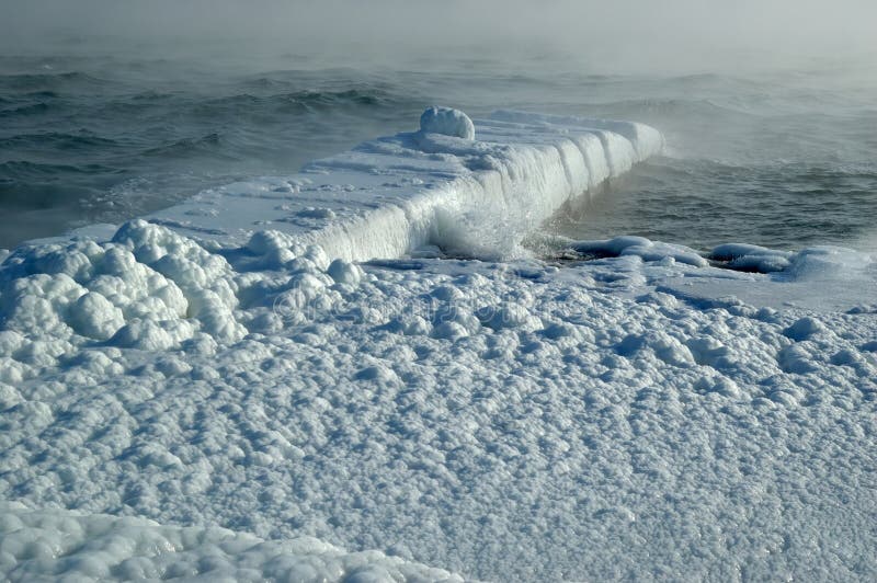 Steam Over Winter Storm Sea Stock Image - Image of water, gale: 12819755