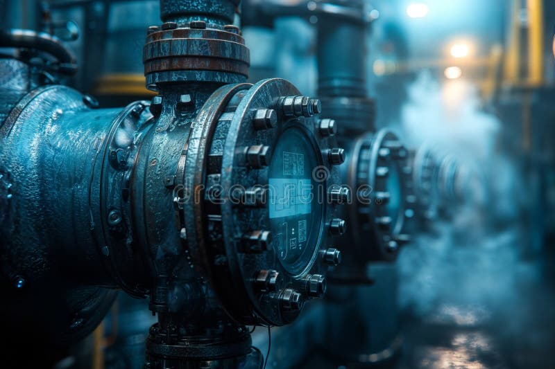 Complex Industrial Steam Pipe System with Gauges, Generative Ai Stock ...