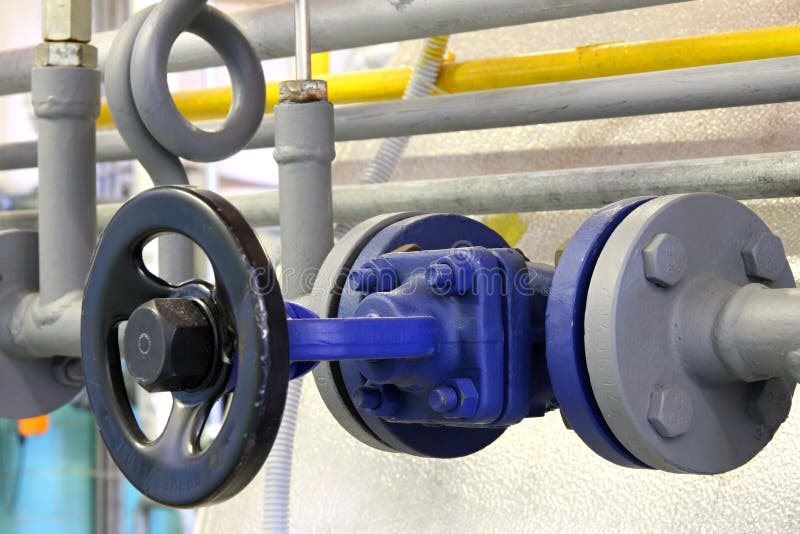 Steam pipe with a valve stock image. Image of flanges - 10732943