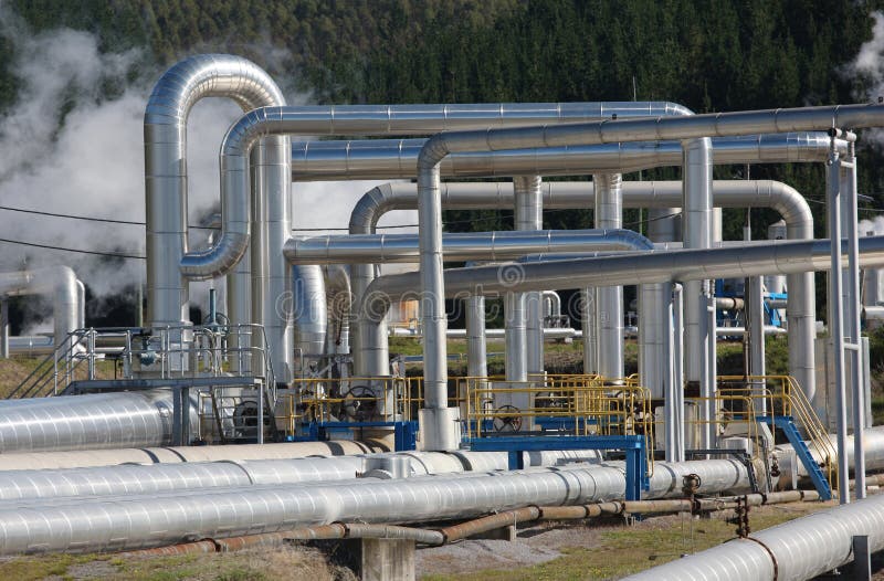 Steam Pipes, Geothermal Energy Stock Image - Image of process, pressure ...