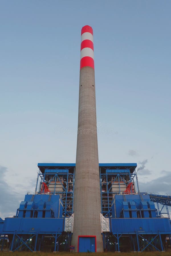Steam Power Plant Chimney Industry Stock Image - Image of mast, tower ...