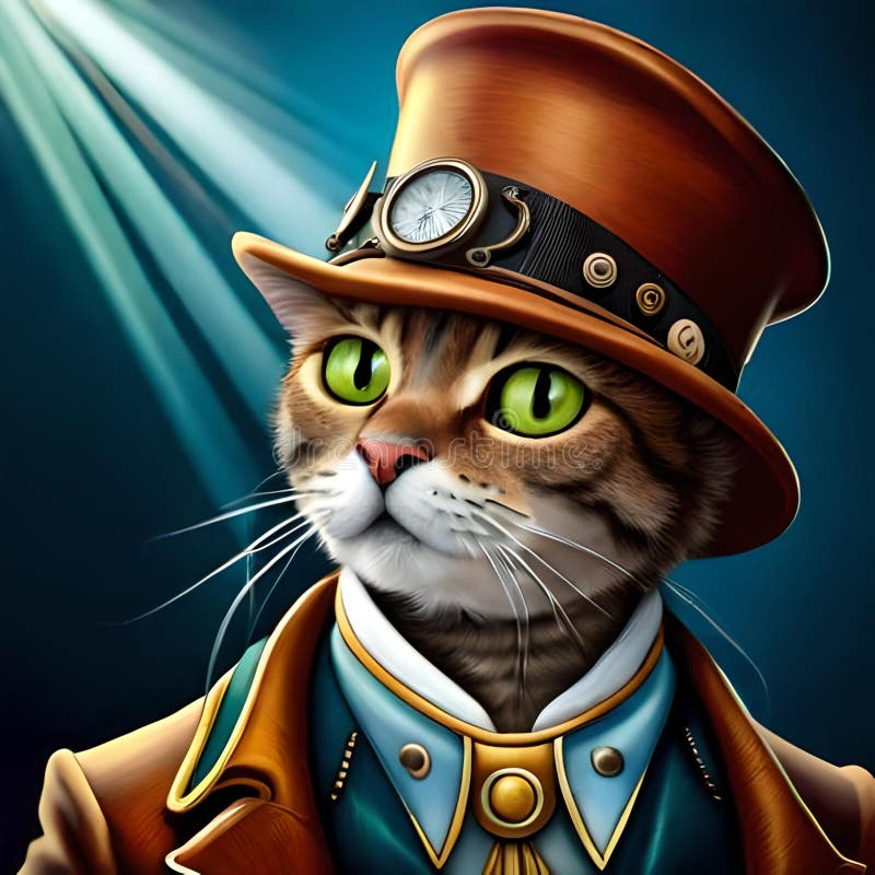 Steam punk cat stock illustration. Illustration of artificial - 281973413