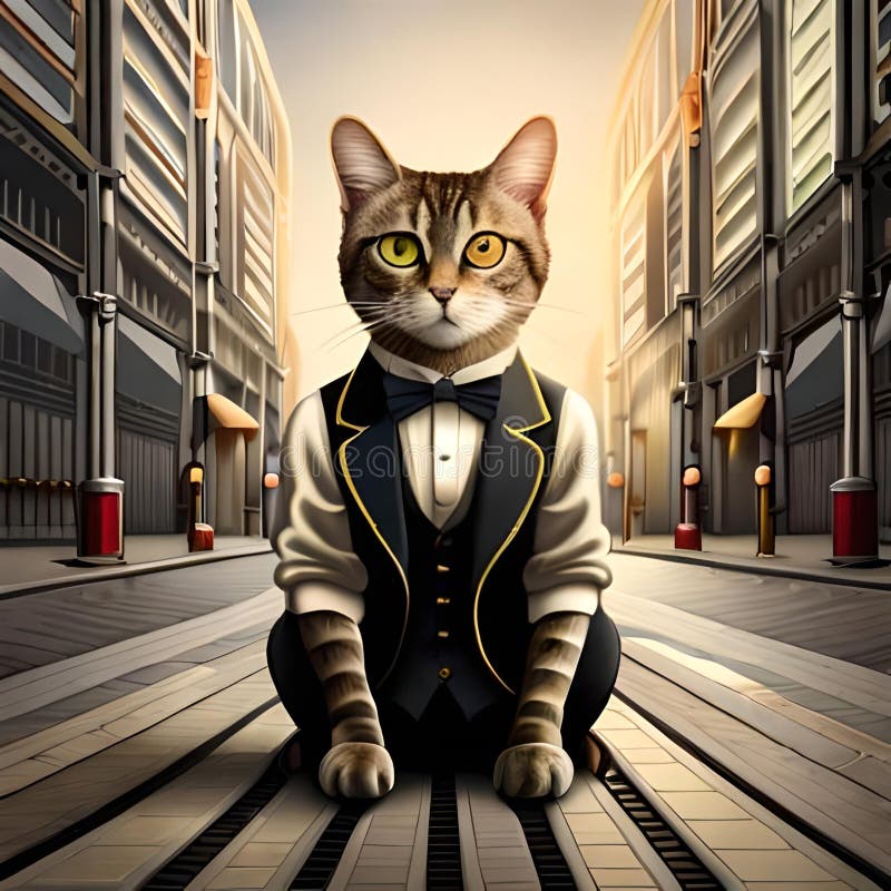 Steam punk cat stock illustration. Illustration of fashion - 281973410