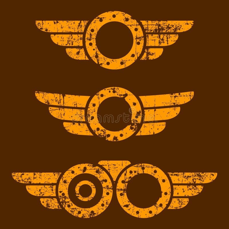 Steam punk emblem set stock illustration. Illustration of copper - 36376566