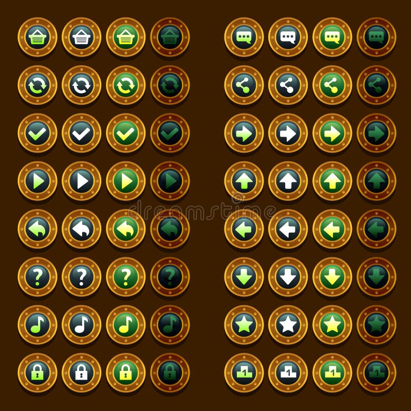 Steam Punk Game Icons Buttons Icons, Interface, Ui Stock Vector ...