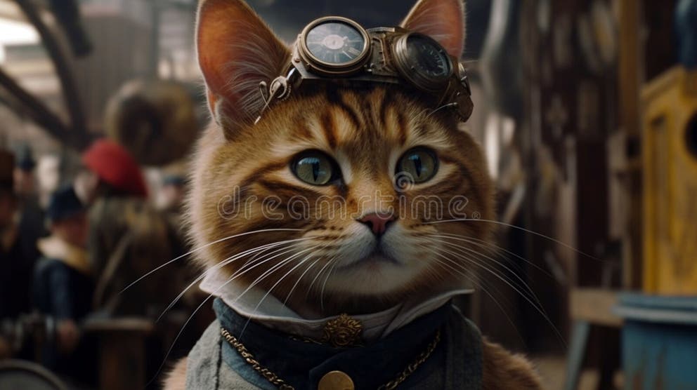 Steam Punk and Steam Punk Grunge Cat. Steam Punk Cat in the Hat Stock ...