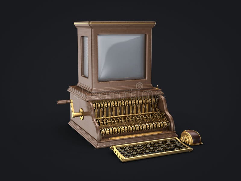 Old Vintage Steam Punk Laptop Computer Stock Illustration ...