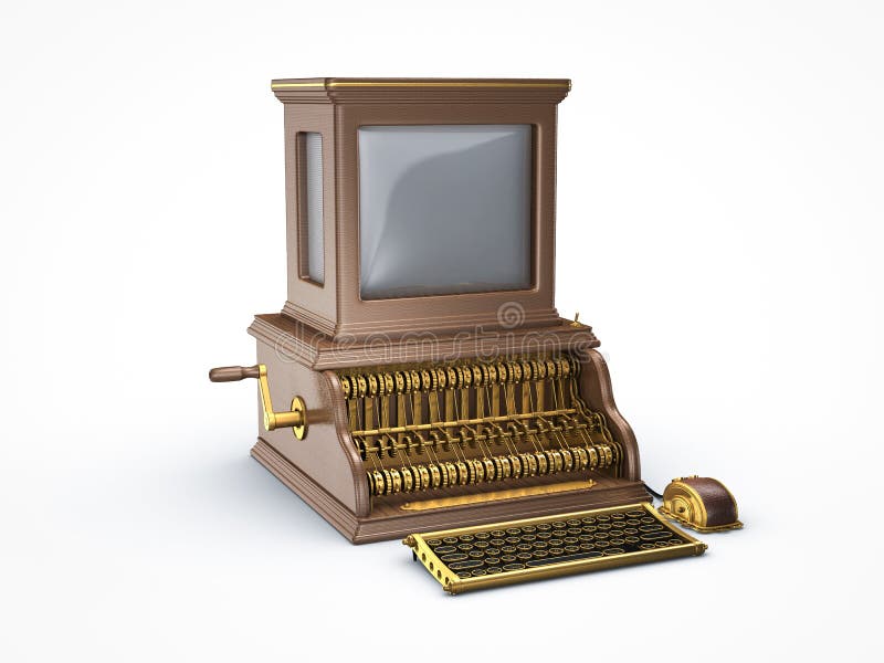 Old Vintage Steam Punk Laptop Computer Stock Illustration ...